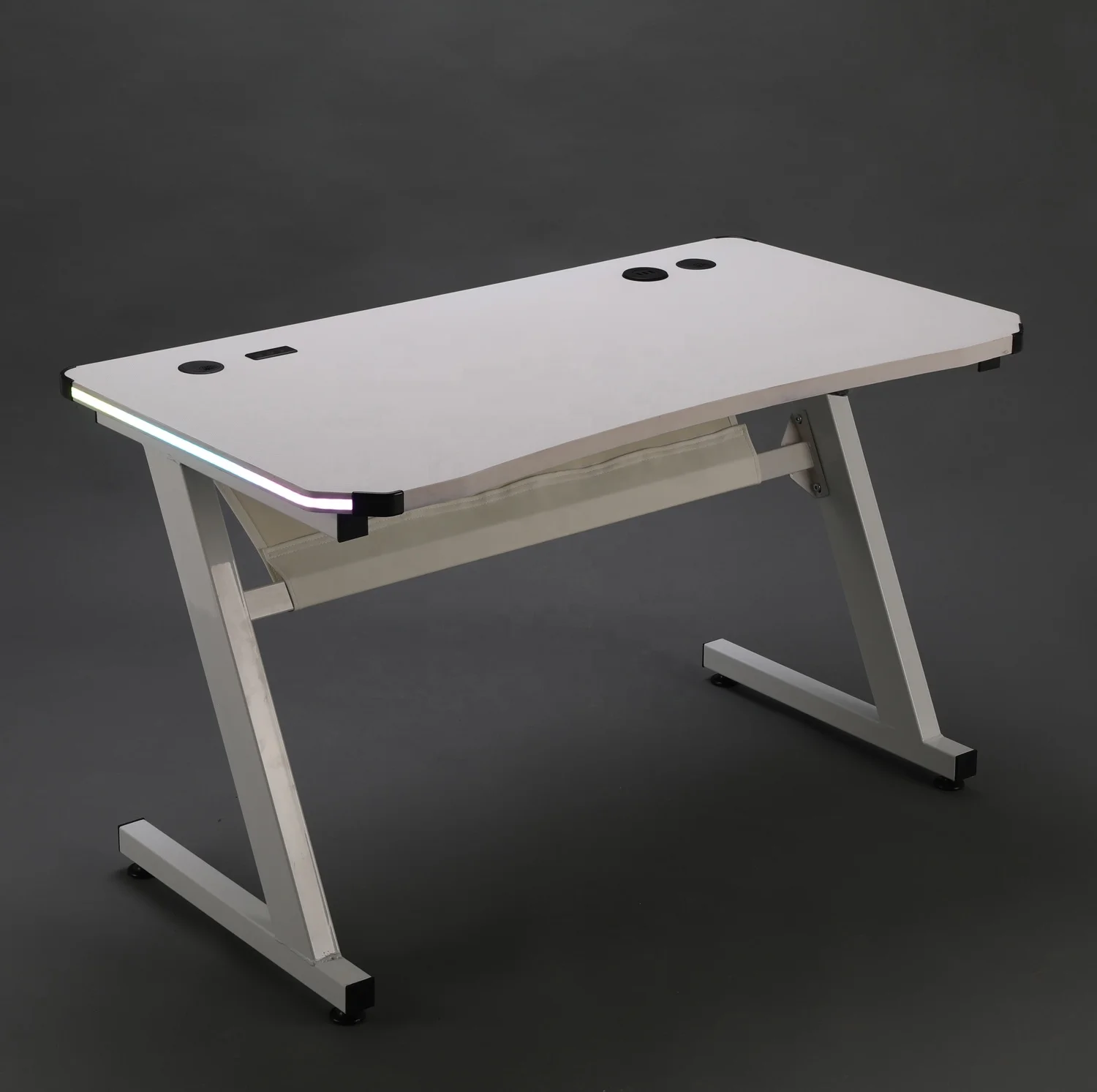 Modern White E-sports Table With Led Light Gaming Pc Desk Computer ...