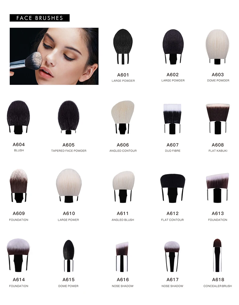 Custom 14PCS High Quality Dense Multi-Shape Foundation Brush Flat Slant ...