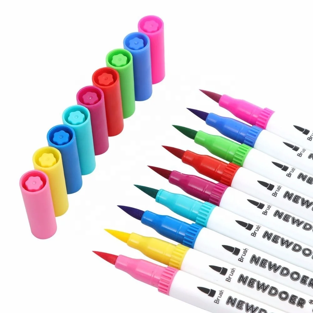 100pcs Double End Brush Pen with Fineliner Tip for Art Drawing Hot ...