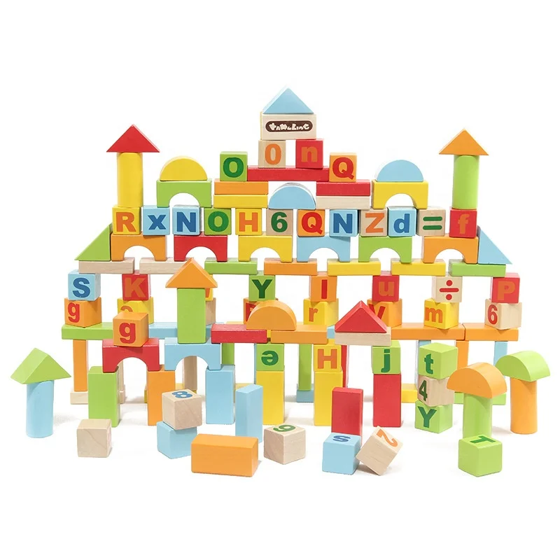 Wholesale Fancy Colours Wooden Building Blocks Toy Cheap Kids Wooden ...