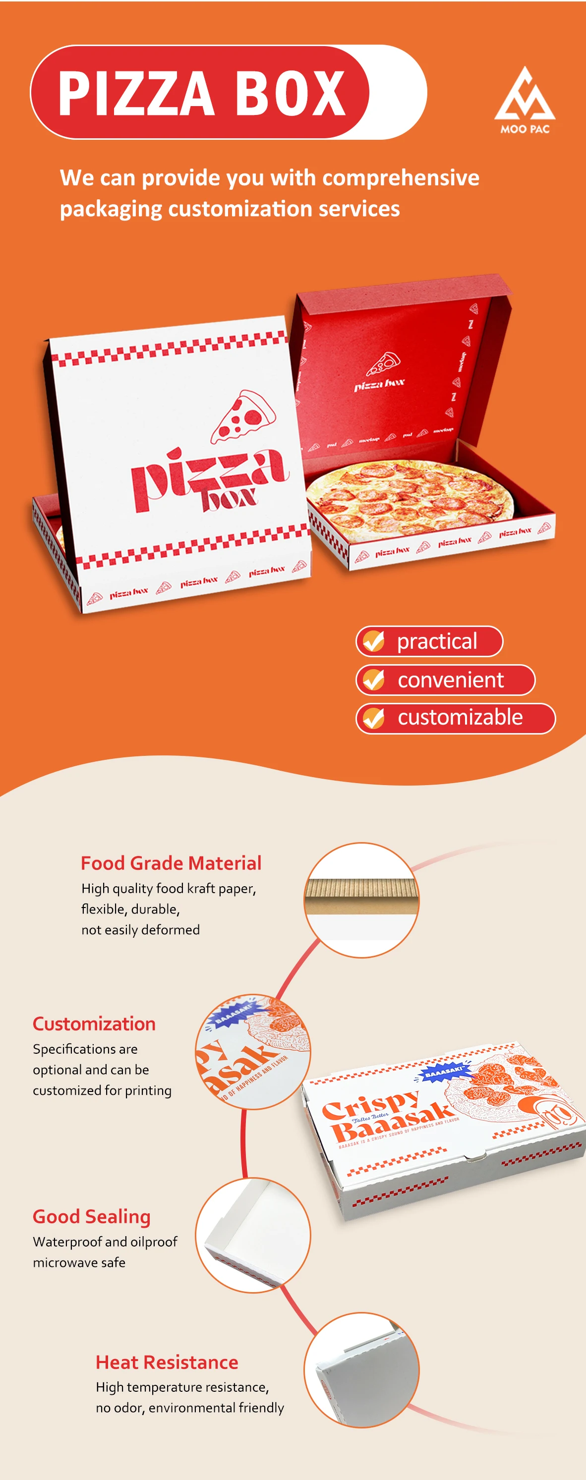 Wholesale Customized Biodegradable Paper Pizza Boxes