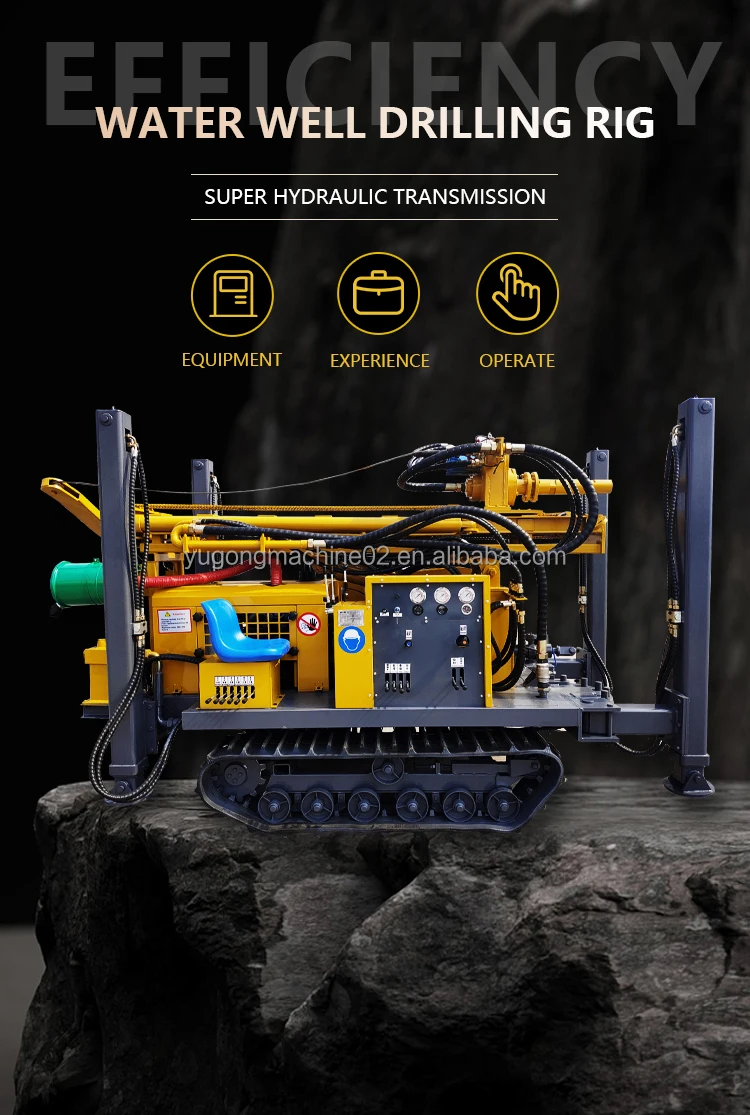 200m Depth Crawler Water Digger Well Drilling Rig Pneumatic Down the ...
