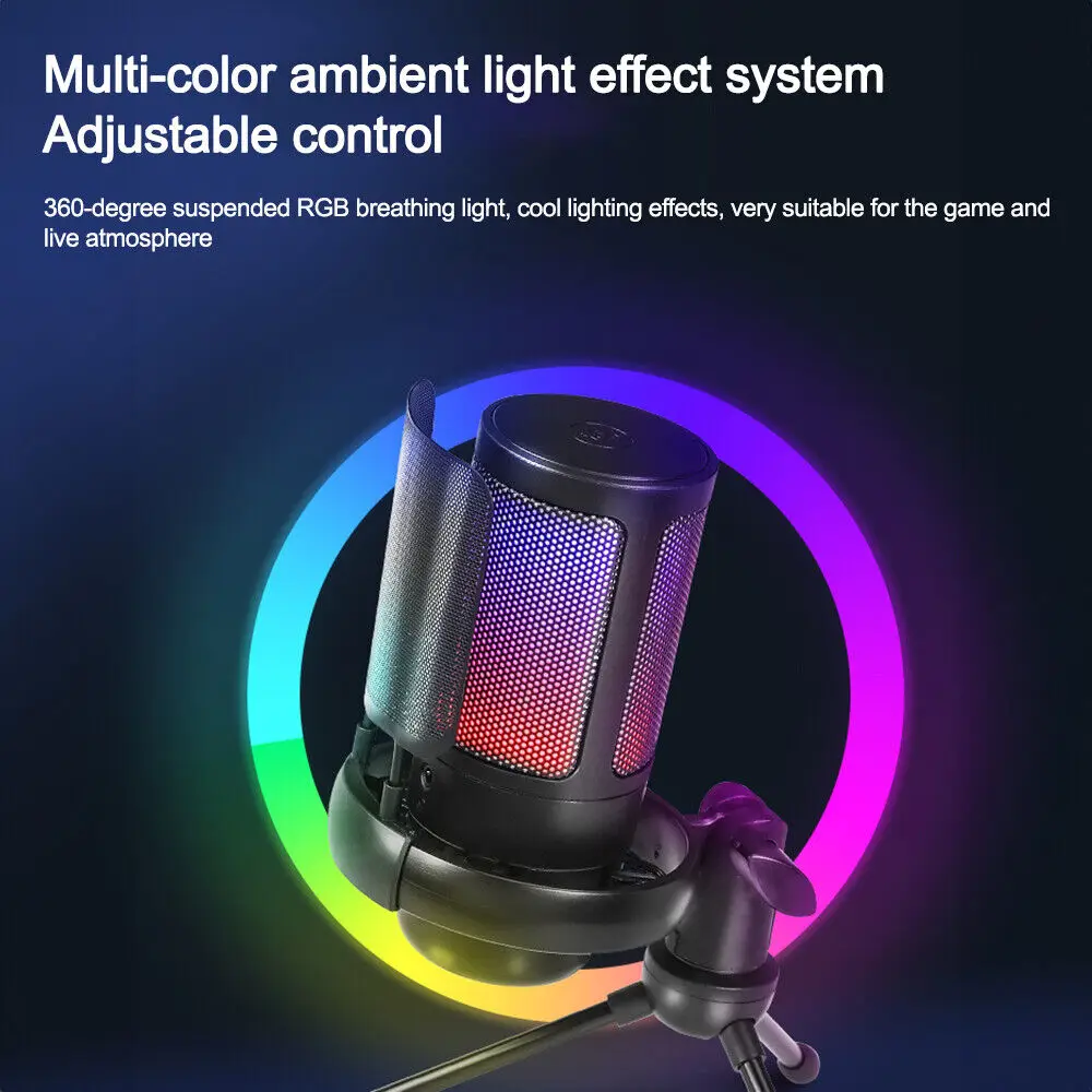 2024 ME6S Cardioid RGB Gaming Microphone - Versatile & Portable