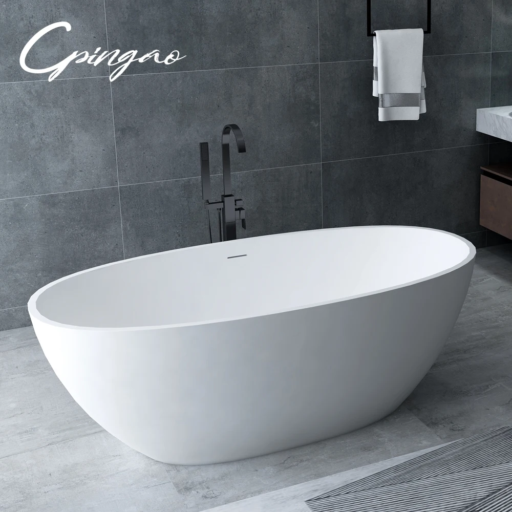 Cpingao Solid Surface Freestanding Bathtub - 71 Inch Oval