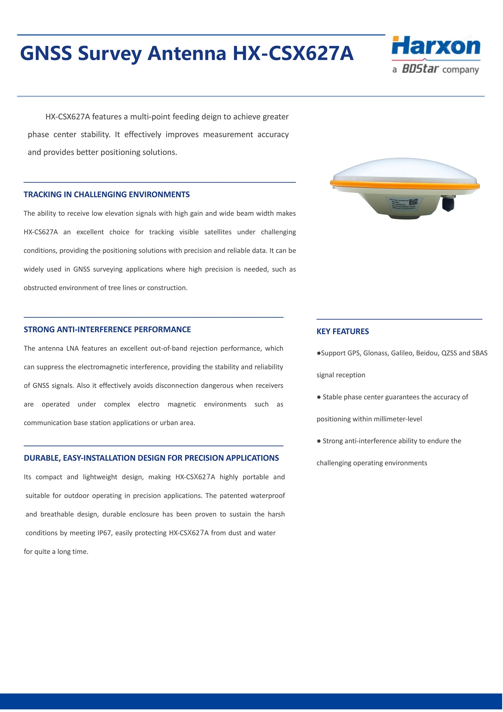 High Precision Gnss Antenna Measuring Gps Antenna Rtk Hx-csx627a ...