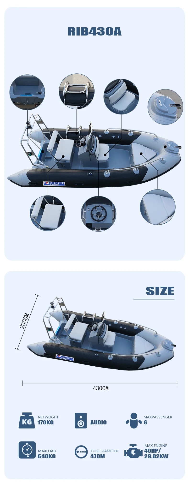 Luxury Ce Rowing Yacht Rib Fishing Kayak And Drifting Speed Vessel Jet ...