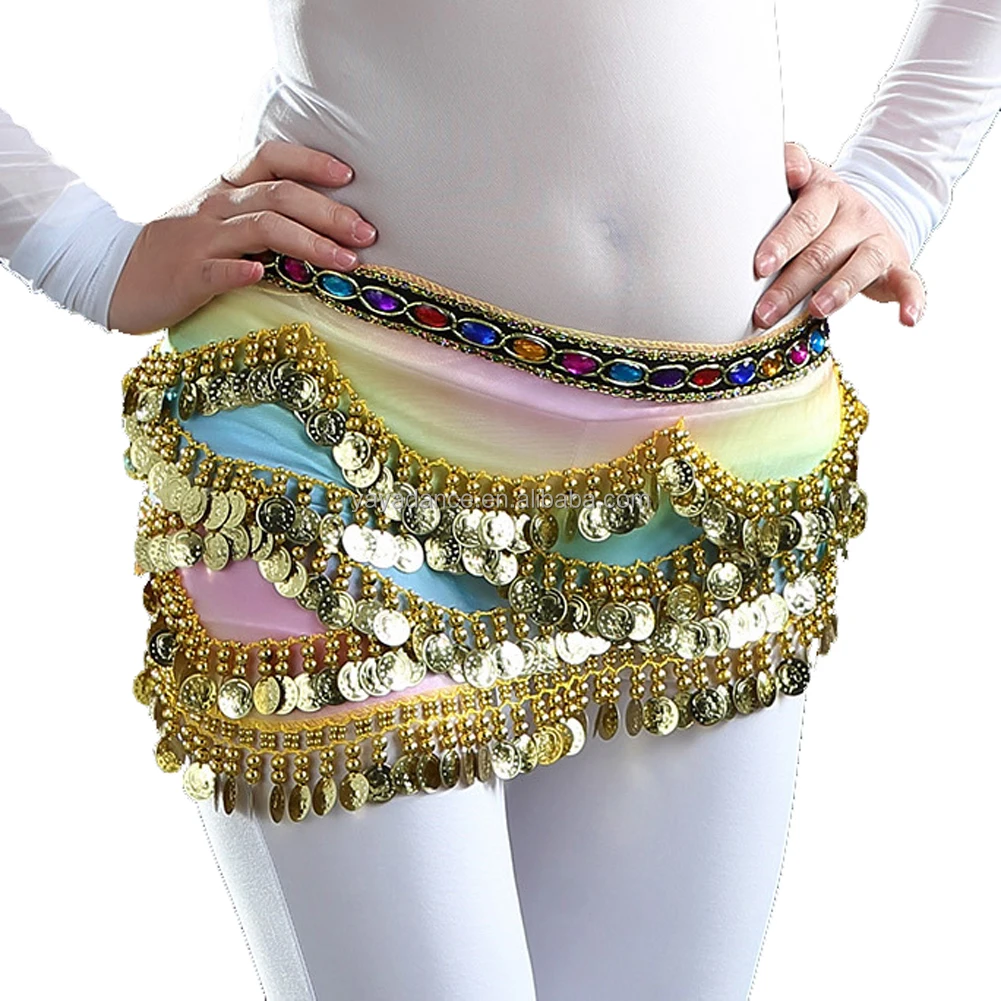Women Women's Triangular Belly Dancing Hip Scarf Wrap Skirt With Gold ...