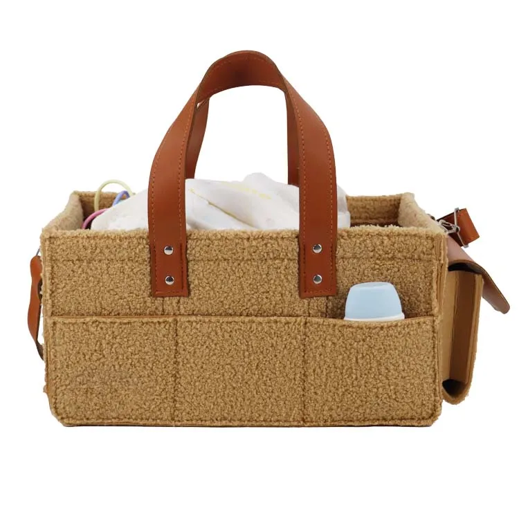 Portable Soft Teddy Diaper Caddy Versatile Nursery Basket for Diapers ...