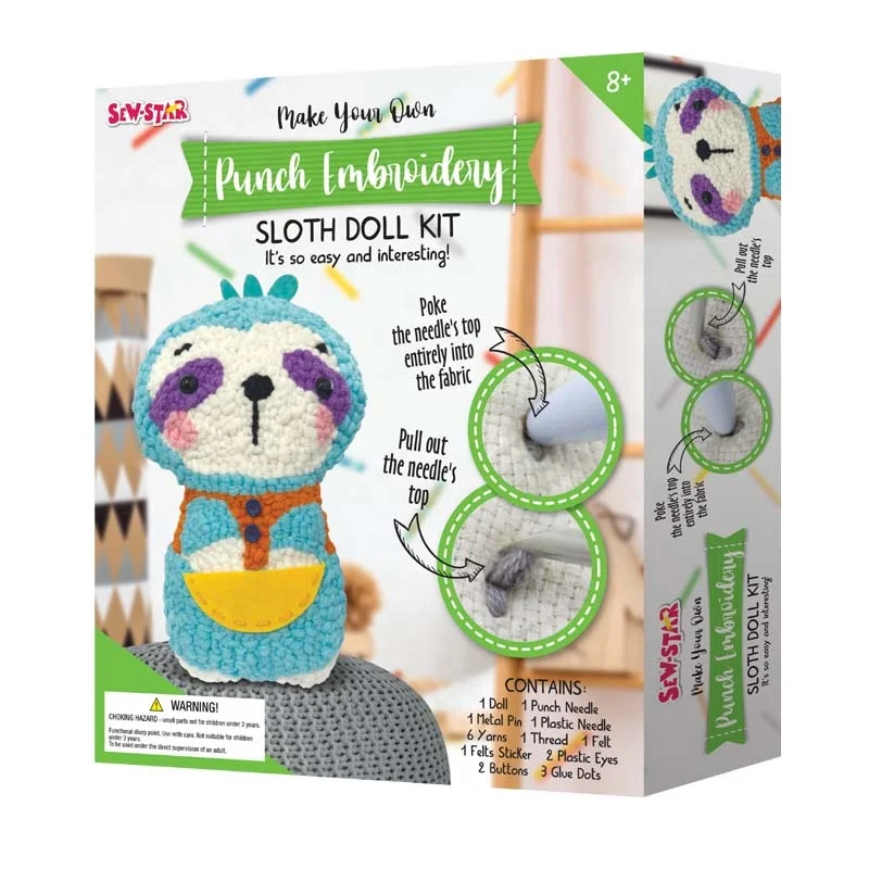 New Diy Amigurumi Sloth Creative Stuffed Toys Fabric Punch Needle Kit ...