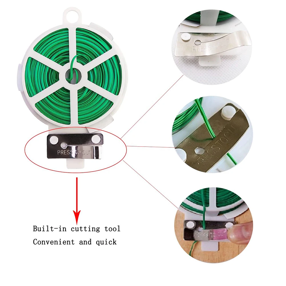 50m 100m Wire Plastic Twist Tie Roll Twisting Tying Vegetable Green ...