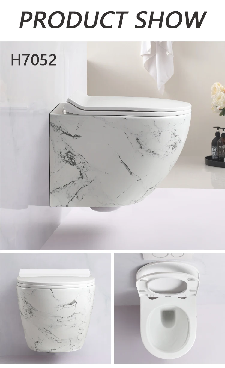 Custom Marble Wall Hung Gravity Flushing Toilet Bowl