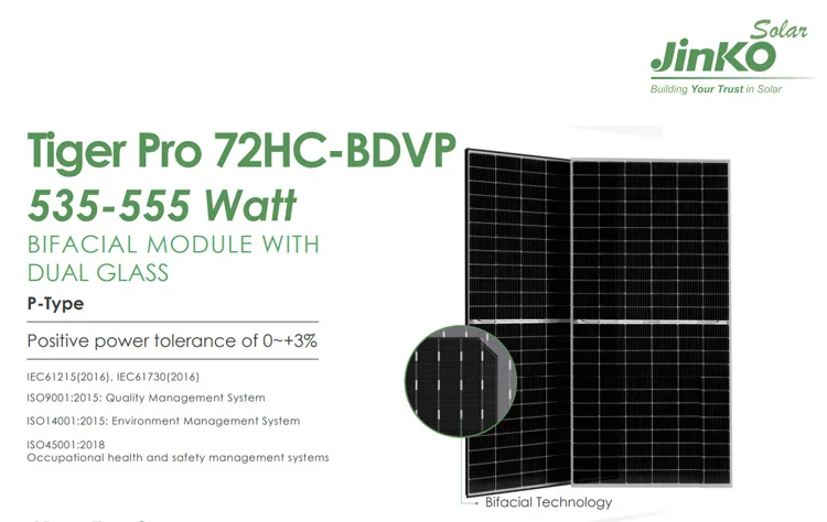 Jinko Tiger Pro 72hc-bdvp 535 540 545 550 555 Watt Jinko Solar Panel P Type Dual Glass Bifacial ...