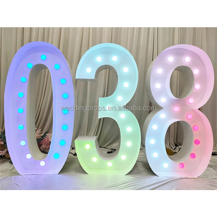 Customized 4ft 3ft RGB Lights Number Letter Light Stand Backdrop Stage ...