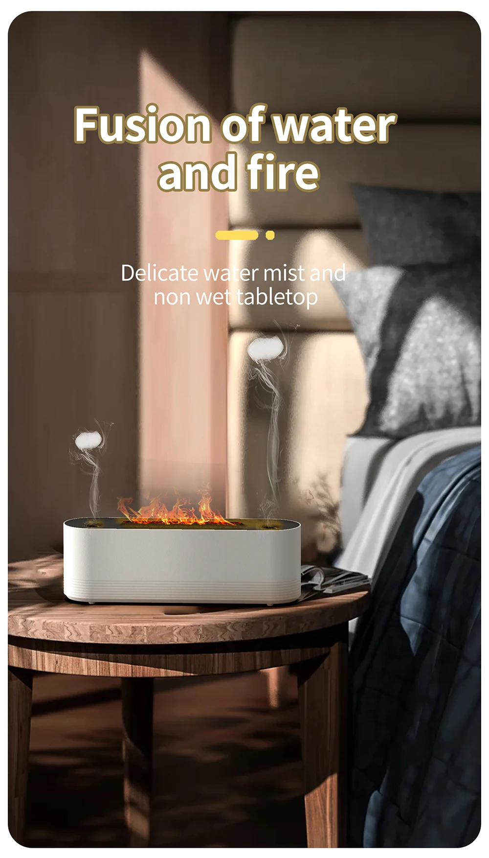 Smart Water Shortage Protection Orange Flame Aromatherapy Machine Fire ...