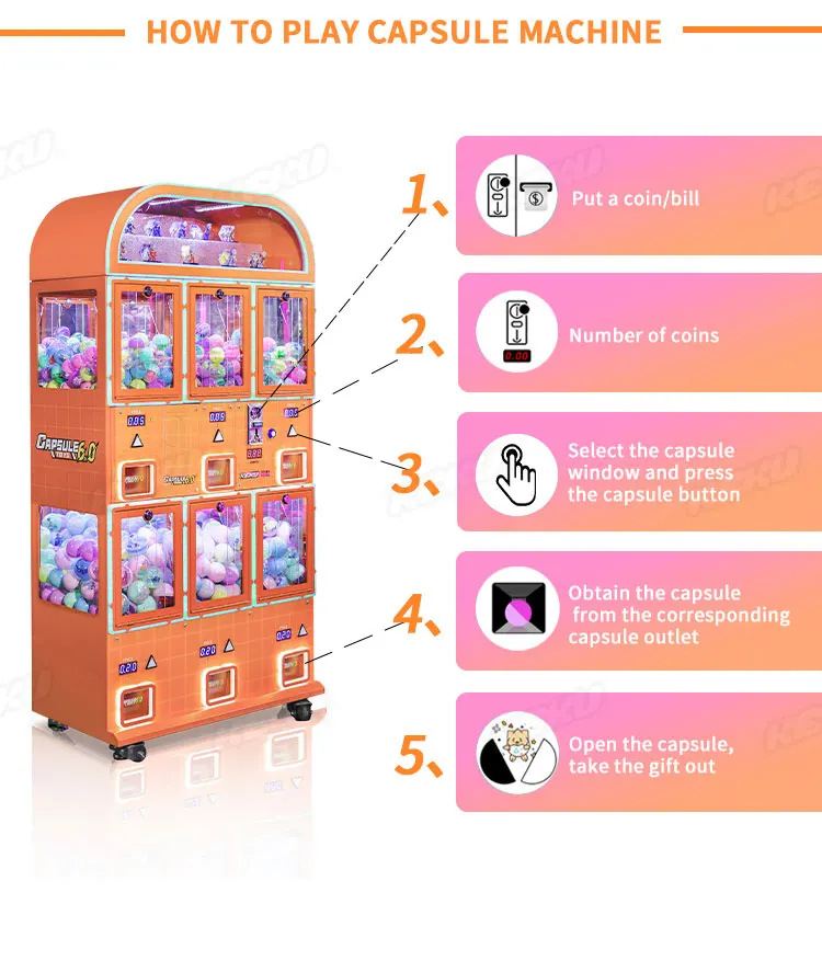 Factory 2024 Hot Sale Arcade Coin Operated Capsule Toys Gashapon Toy ...