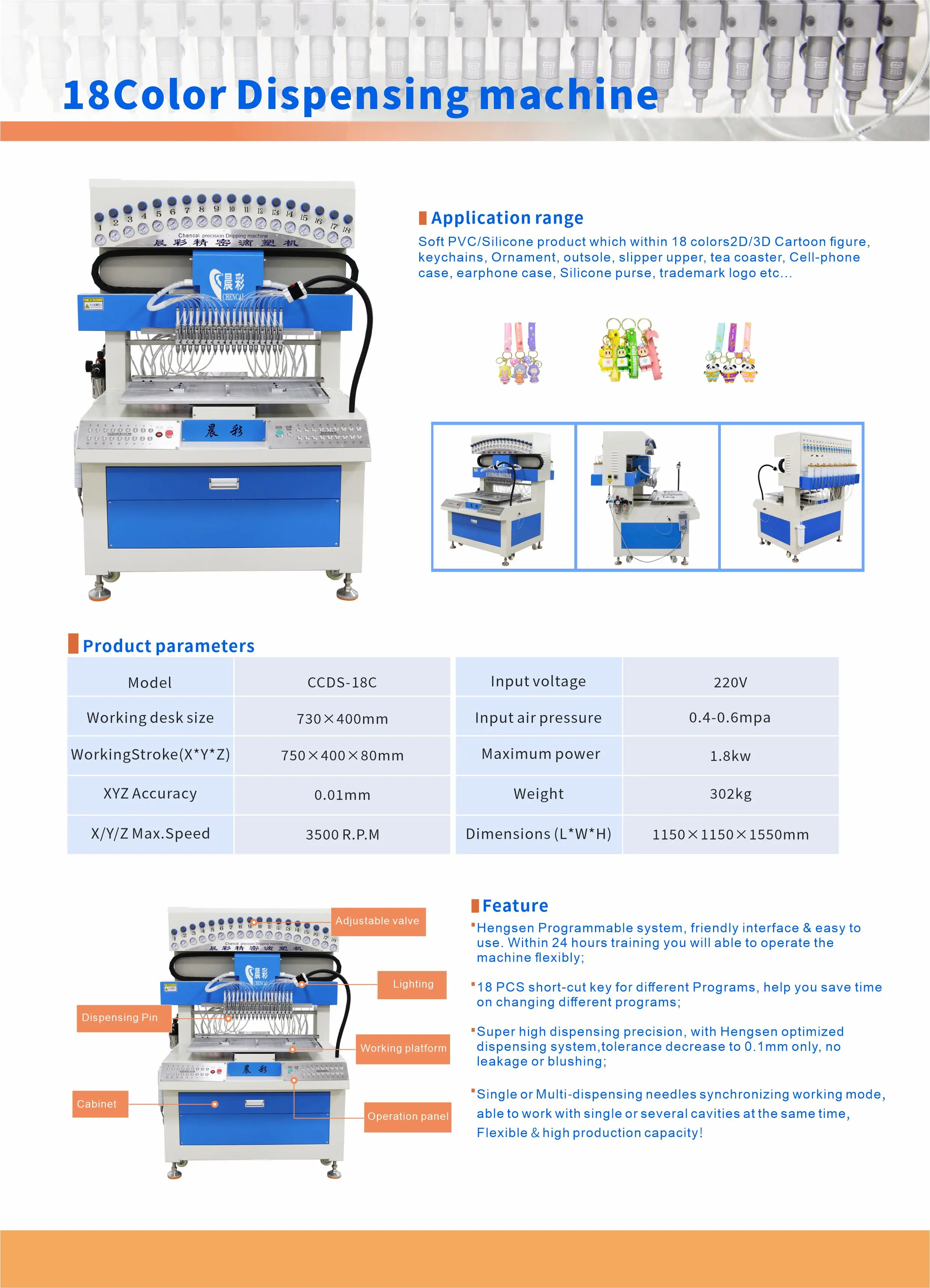 Multi-color Vision Pvc Dispensing Machine 18 Colors Drip Molding ...