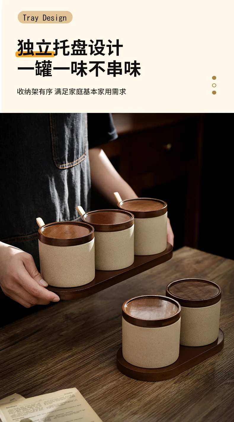 Japanese Style Pottery Kitchen Spice Jars Set by Kaiwoo