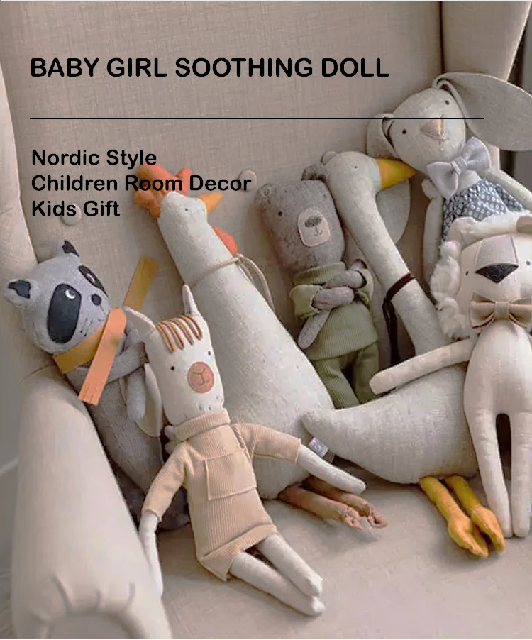 MU Baby Soft Stuffed Doll Cartoon Animal Goose Rooster Giraffe Raccoon ...