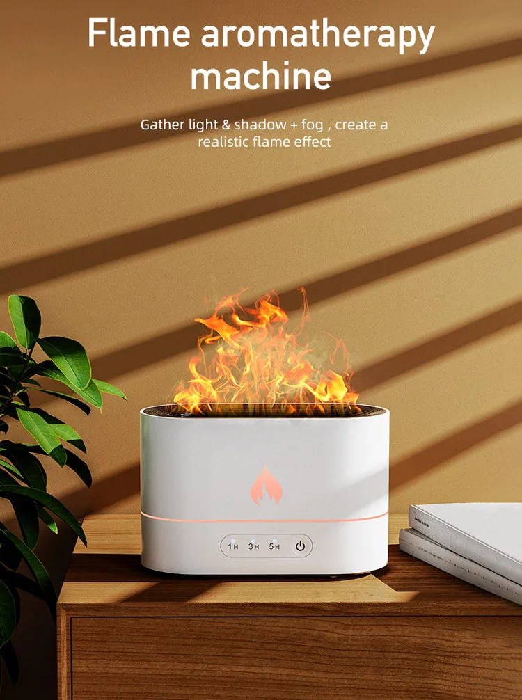 Realistic 3d Flame Diffuser Warm Flame Light Essential Oil Aromatherapy Cool Mist Timing ...