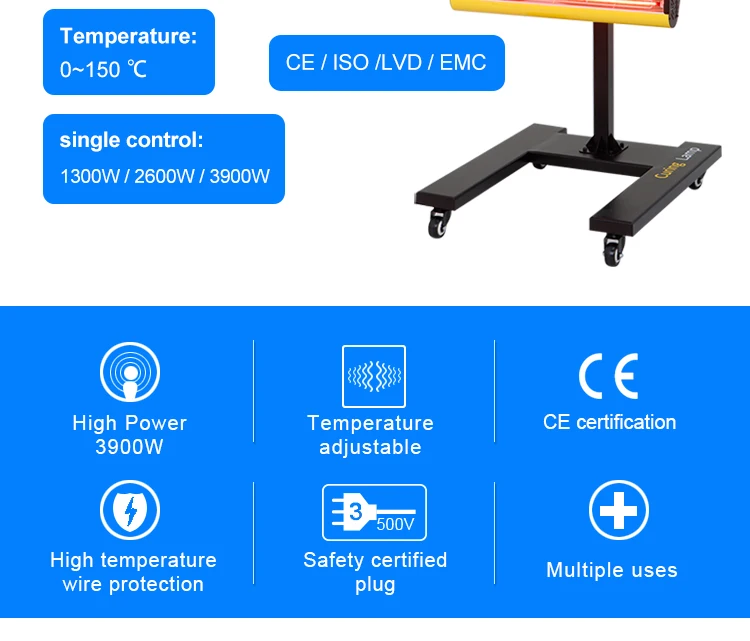 Professional Auto Body Infrared Curing Lamps 2600w Infrared Heat Lamps ...
