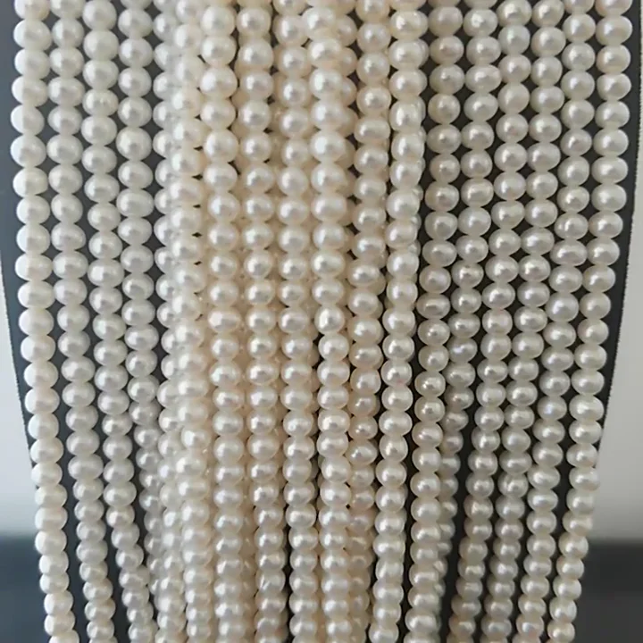Popular 3a Grade 3-3.5mm Small Natural Freshwater Round Pearls Strands ...