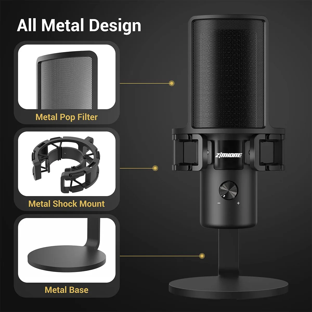 USB Metal Studio Mic - Ideal Podcasting Kit for Desktop