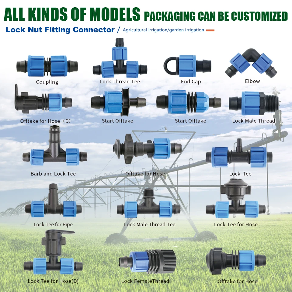 Agriculture Irrigation Drip Tape Connector Lock Nut Fitting Connector ...