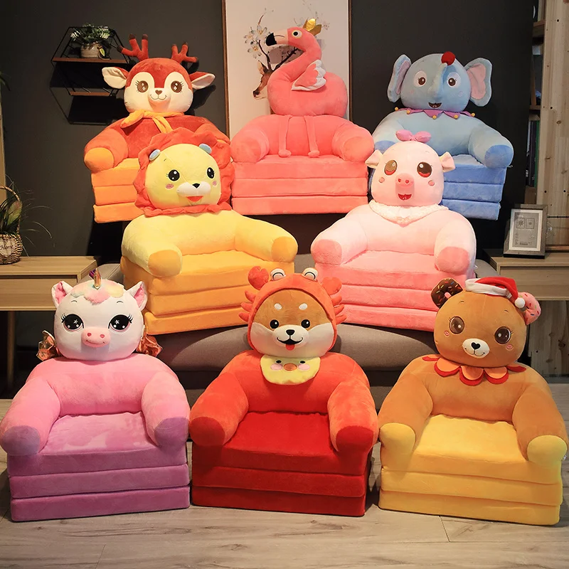 Large Red Crown Plush Animal Sofa Chair Flamingo Folding Sofa Bed For ...
