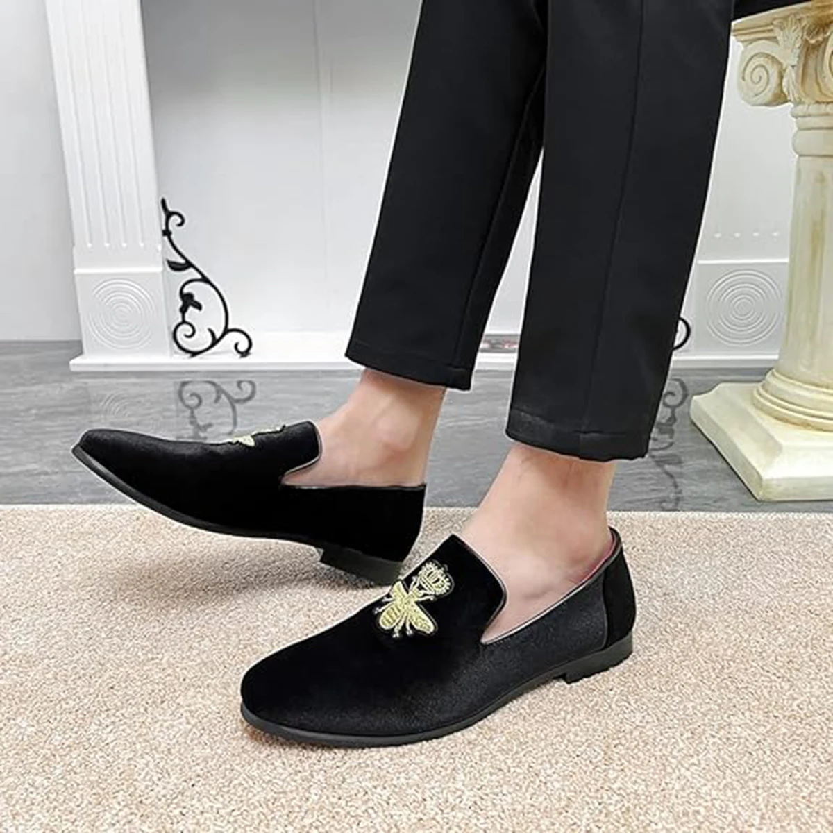 Men's Luxury Velvet Penny Loafer Shoes Noble Slip-on Suede Loafers ...