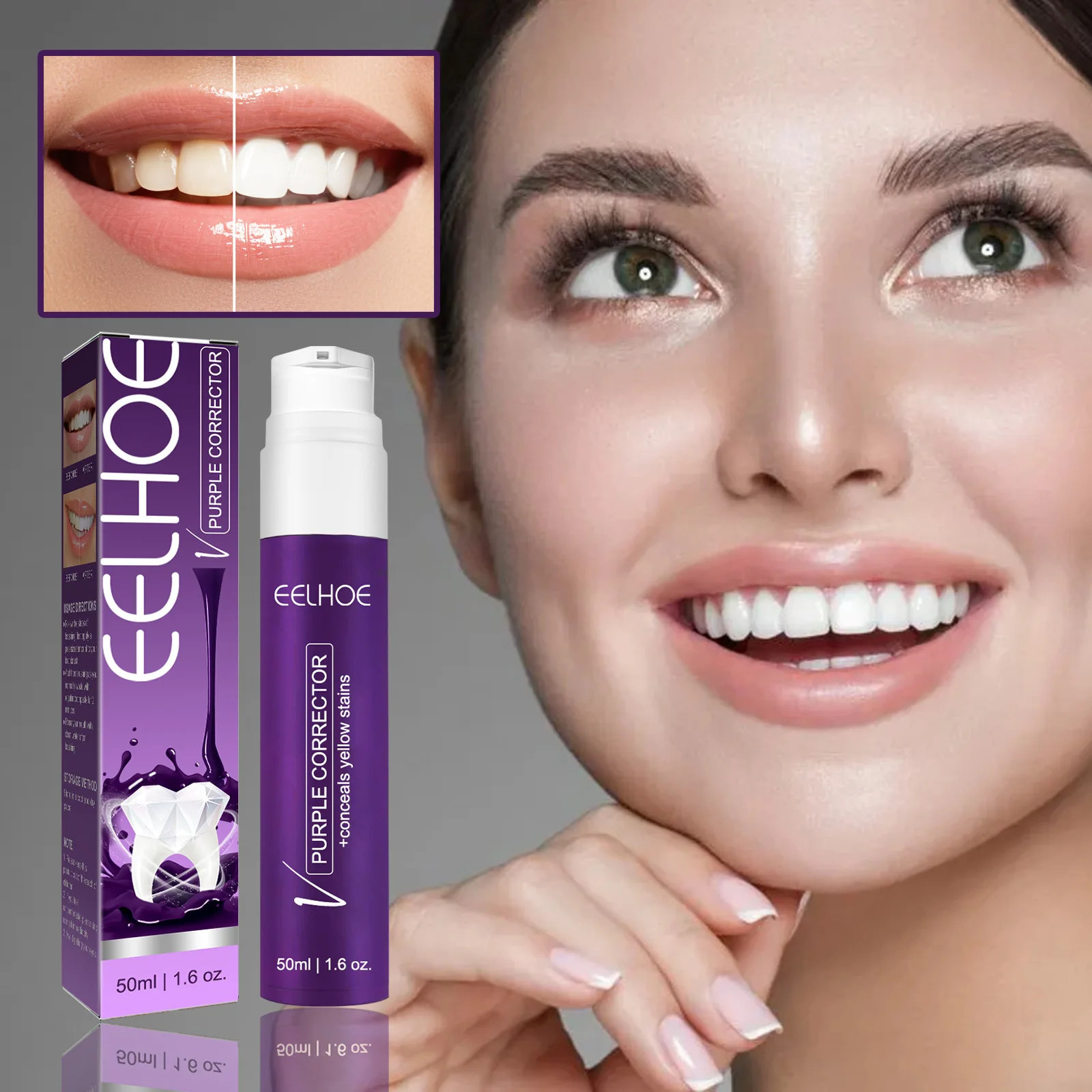 EELHOE Custom Logo Teeth Stain Remover - Purple Color Corrector for ...