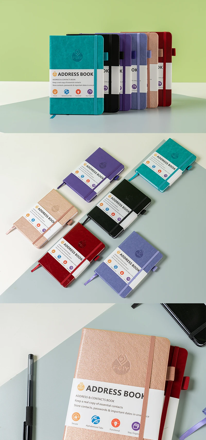 Wholesale Address Book B6 Logo Customized Pocket Notepad Pu Leather ...