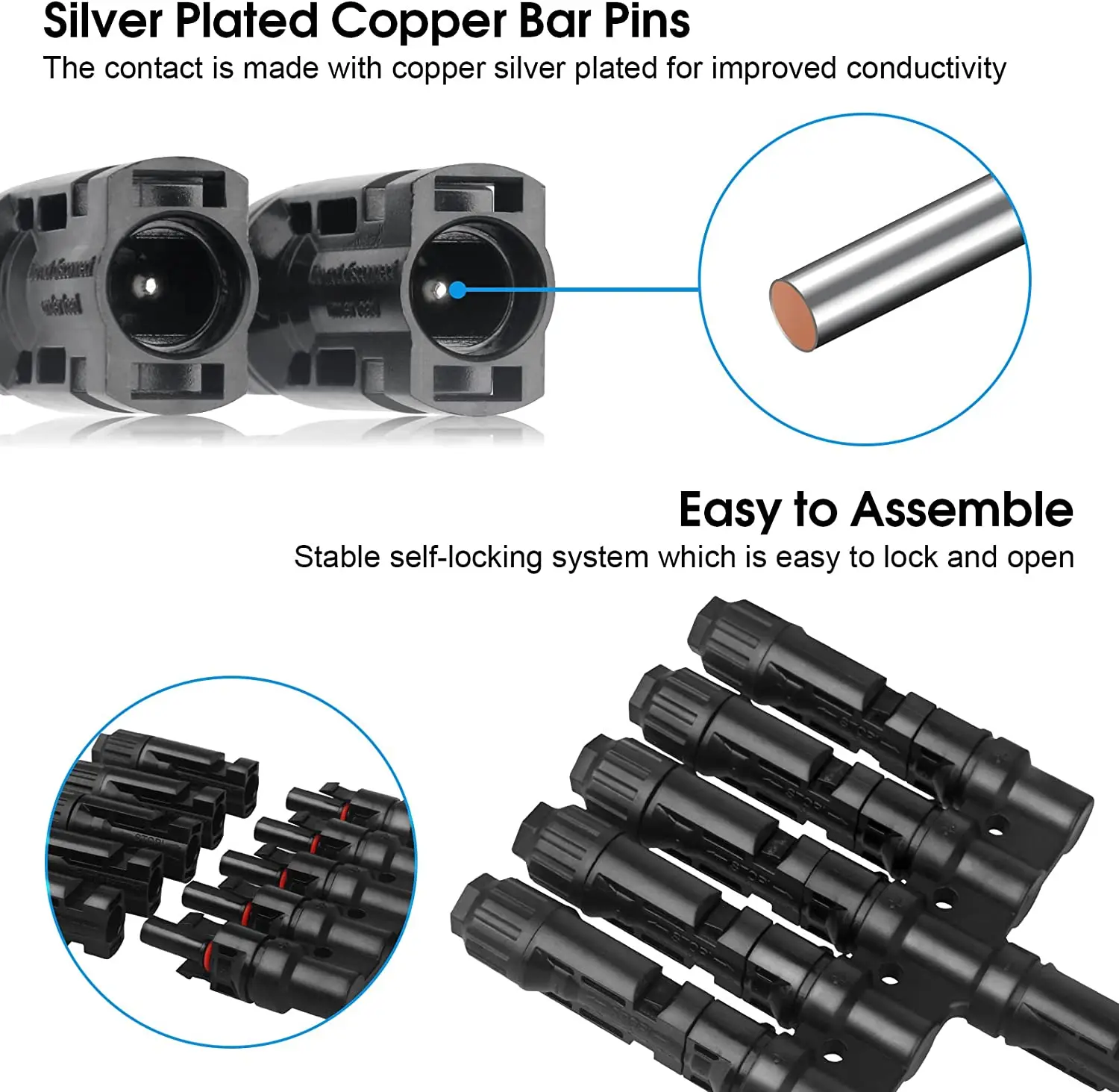 Ip67 Solar Pv 1000 Dc Connector 5 To 1 Pv Solar Panel Power Connector ...