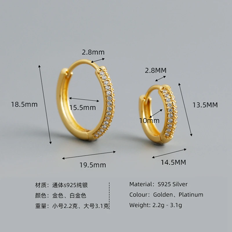 Personality Fashion S925 Sterling Silver Circle Diamond-encrusted ...