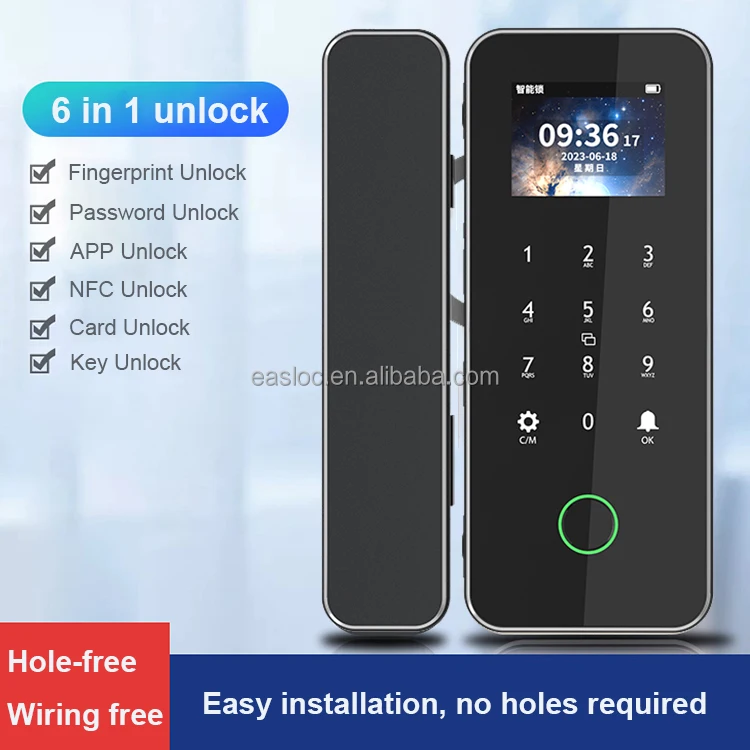 Easloc Digital Fingerprint Smart Keyless Sliding Glass Door Biometric ...
