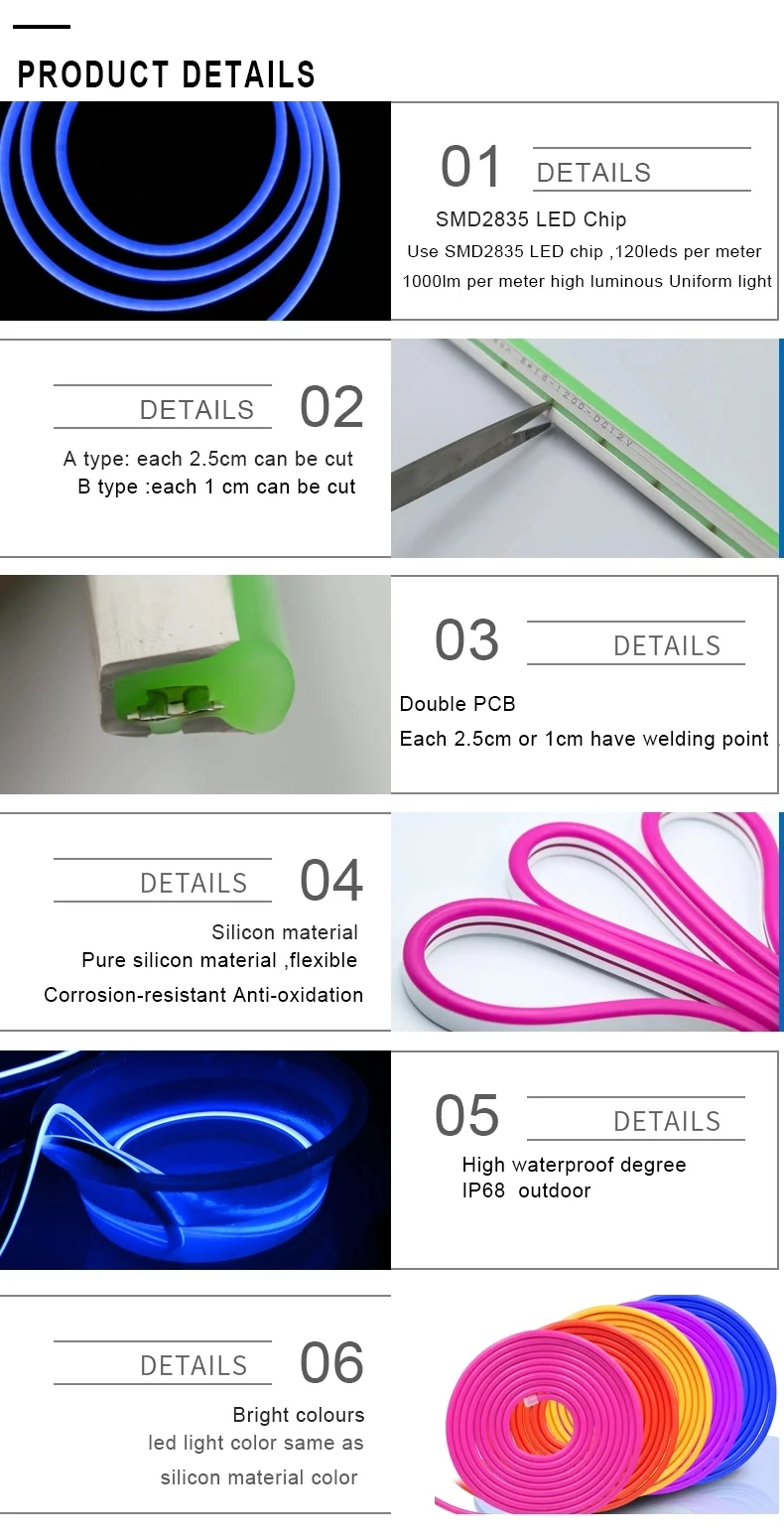 Neon Lights Flexible Strip Rope Ip65 Wholesale 16.4ft 5m 2835 No ...