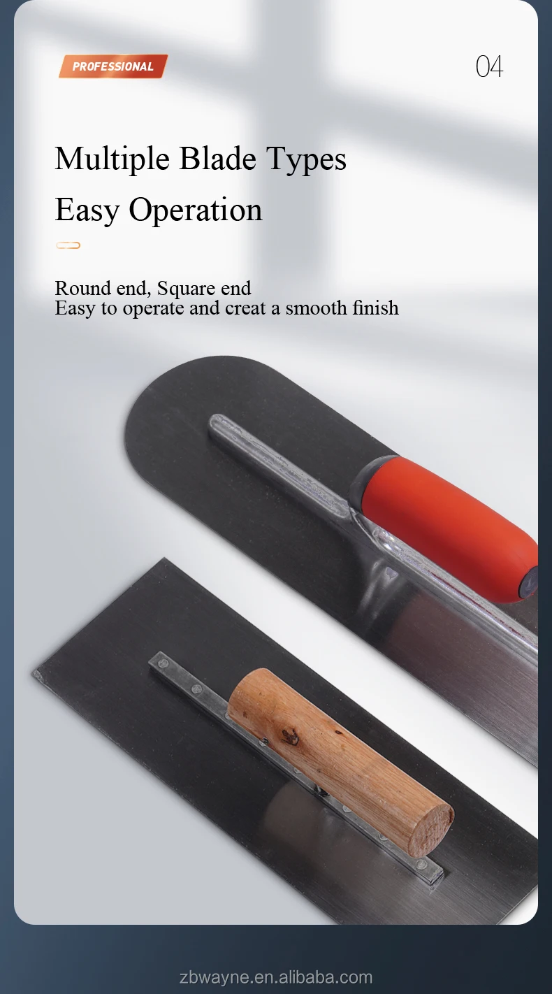 457mm Industrial Grade Carbon Steel Round End Plastering Trowel with ...