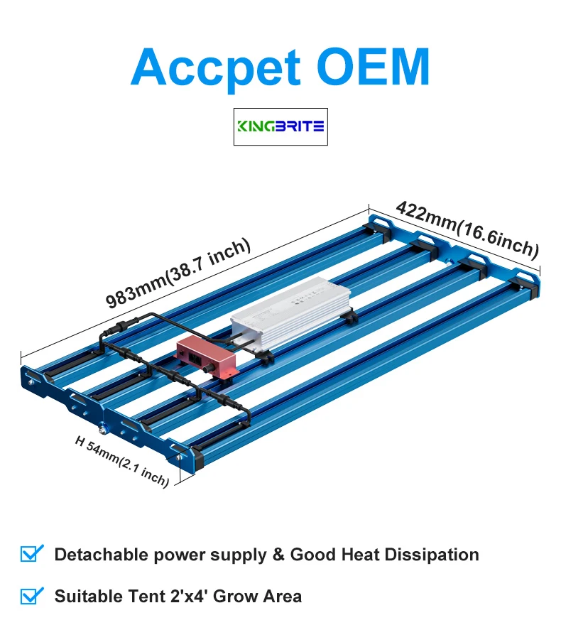 Kingbrite 320W Full Spectrum Grow Light - 50000 Hours Lifespan