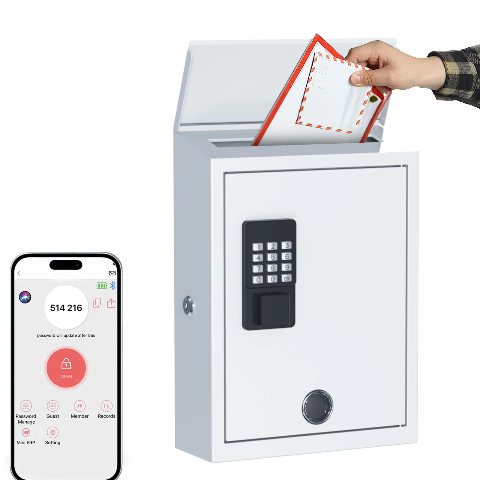 Wall Mounted Mailbox with Digital Smart Lock Mail Post Box Letter Box ...