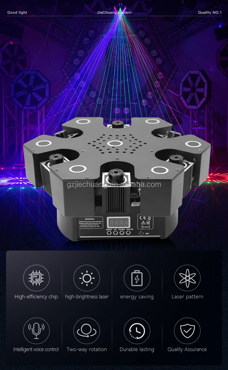 JC LIGHT - Laser Effect Light 6 Head Rotating RGB DJ Disco