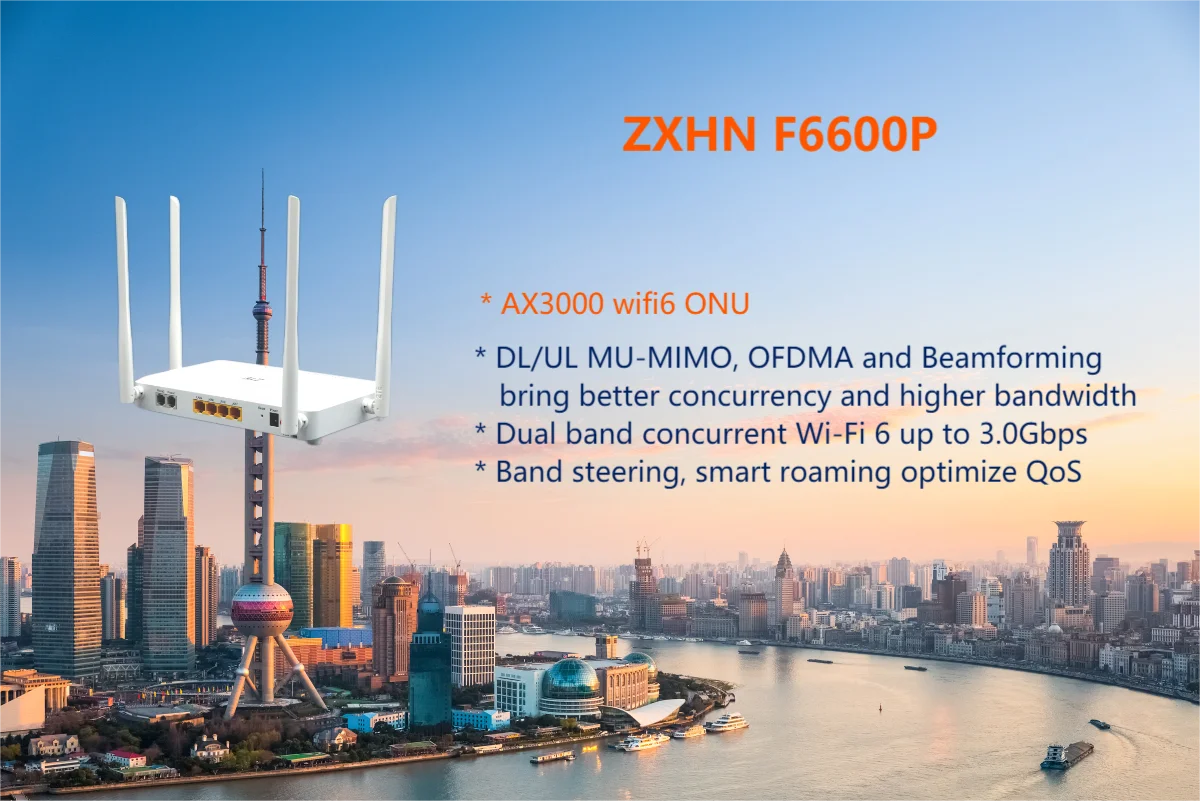 Original New Zxhn F6600p Ax3000 Dual Band Wifi6 Gpon Onu 4ge 1fxs 1usb ...