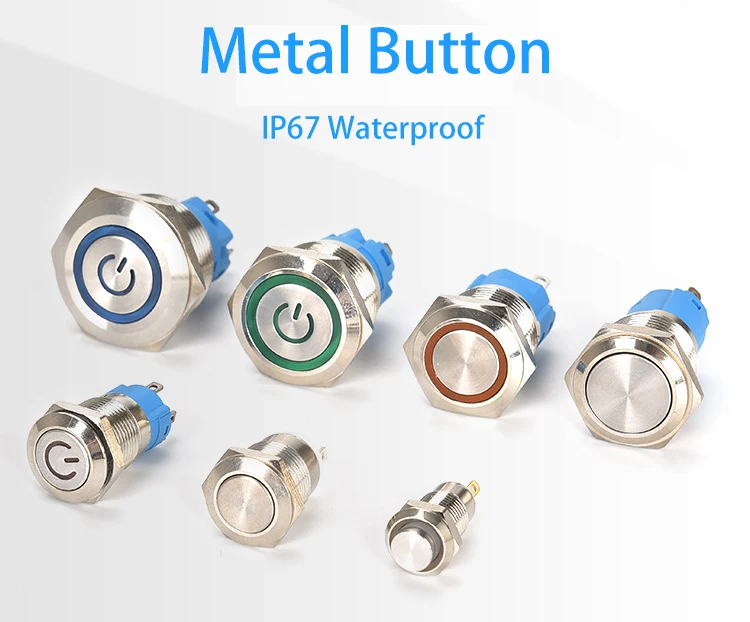 12mm Led Push Button Light Metal Push Button Stainless Waterproof Push ...