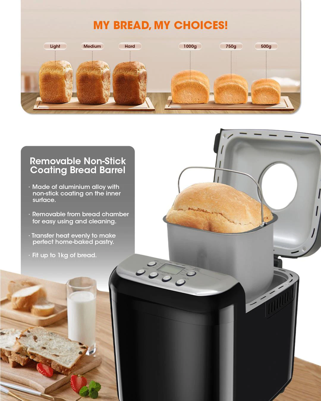 2.0LB Automatic Bread Maker - Perfect for Home Baking