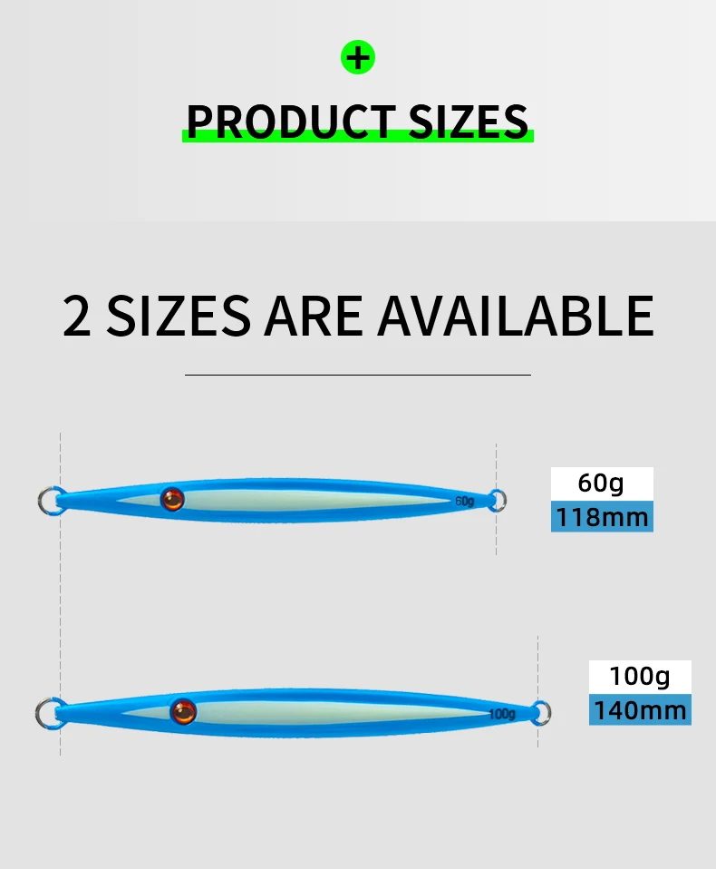 Oem 60g 100g Fast Speed Vertical Fishing Glow Saltwater Metal Pitching Falling Fish Jigs ...