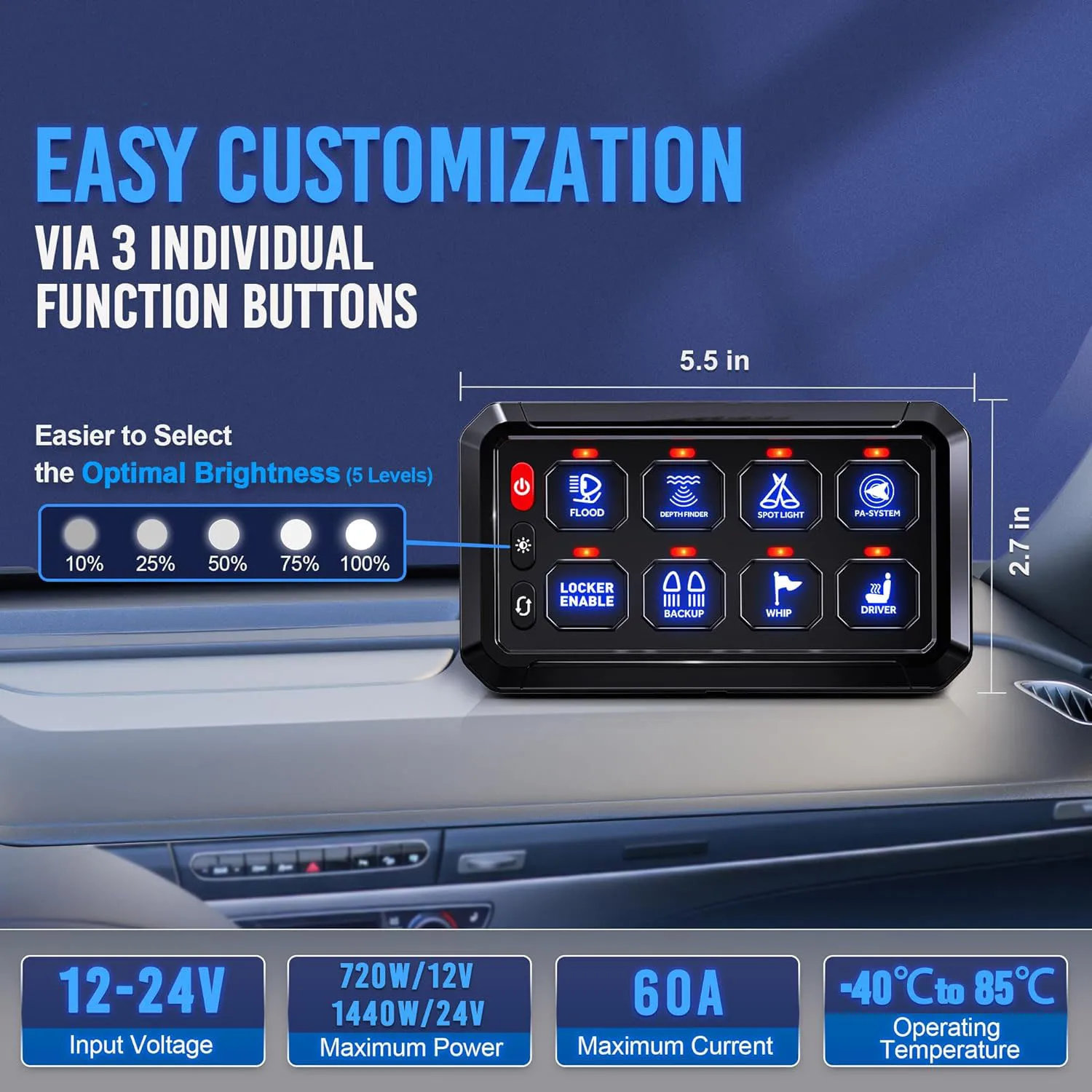 8 Gang Switch Panel - Control Your Camper RV ATV Efficiently