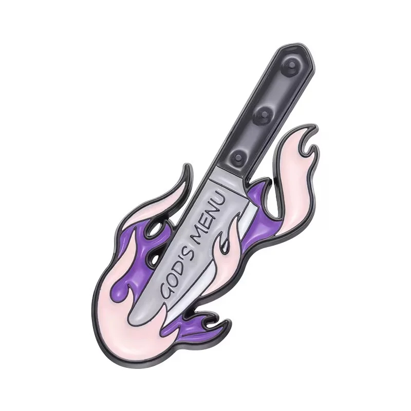 Purple Gothic Punk Dagger Knife Enamel Pins Metal Crafts Lapel Badges ...