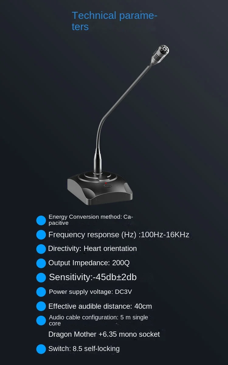 Conference Microphone Window Intercom Cable Microphone Voice Computer ...