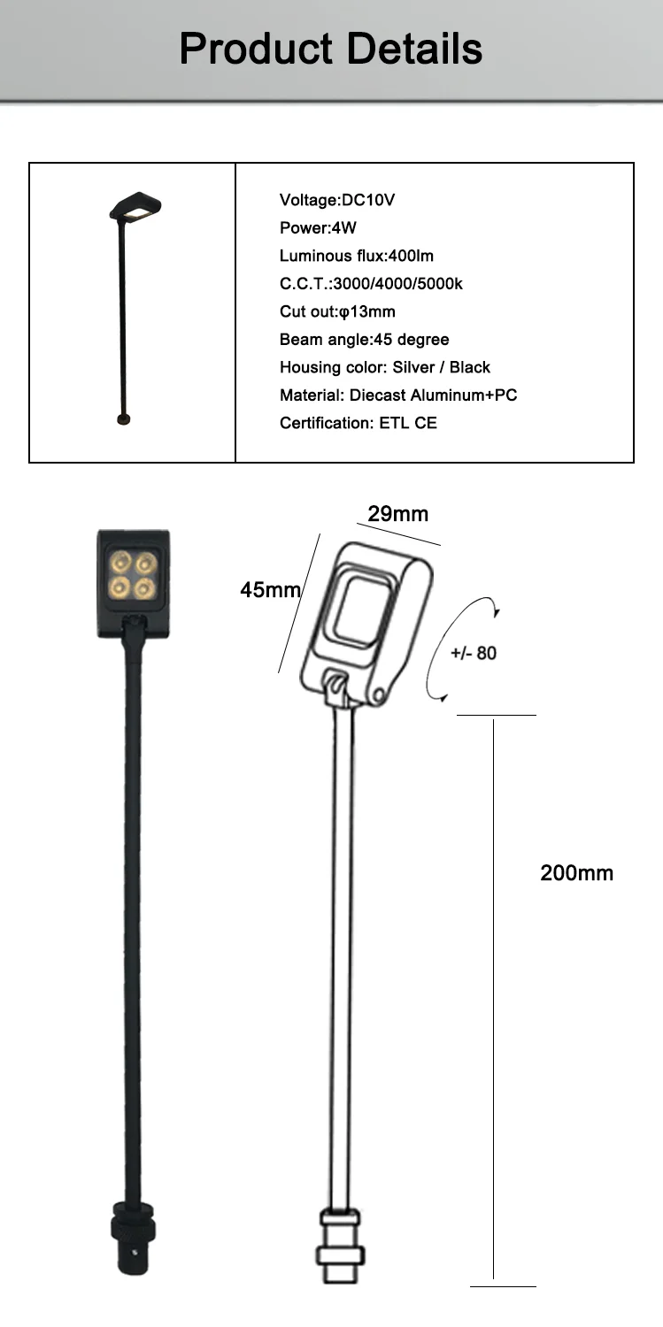 New Customizable Led Stand Spotlight 4w 400lm Recessed Showcase Led ...