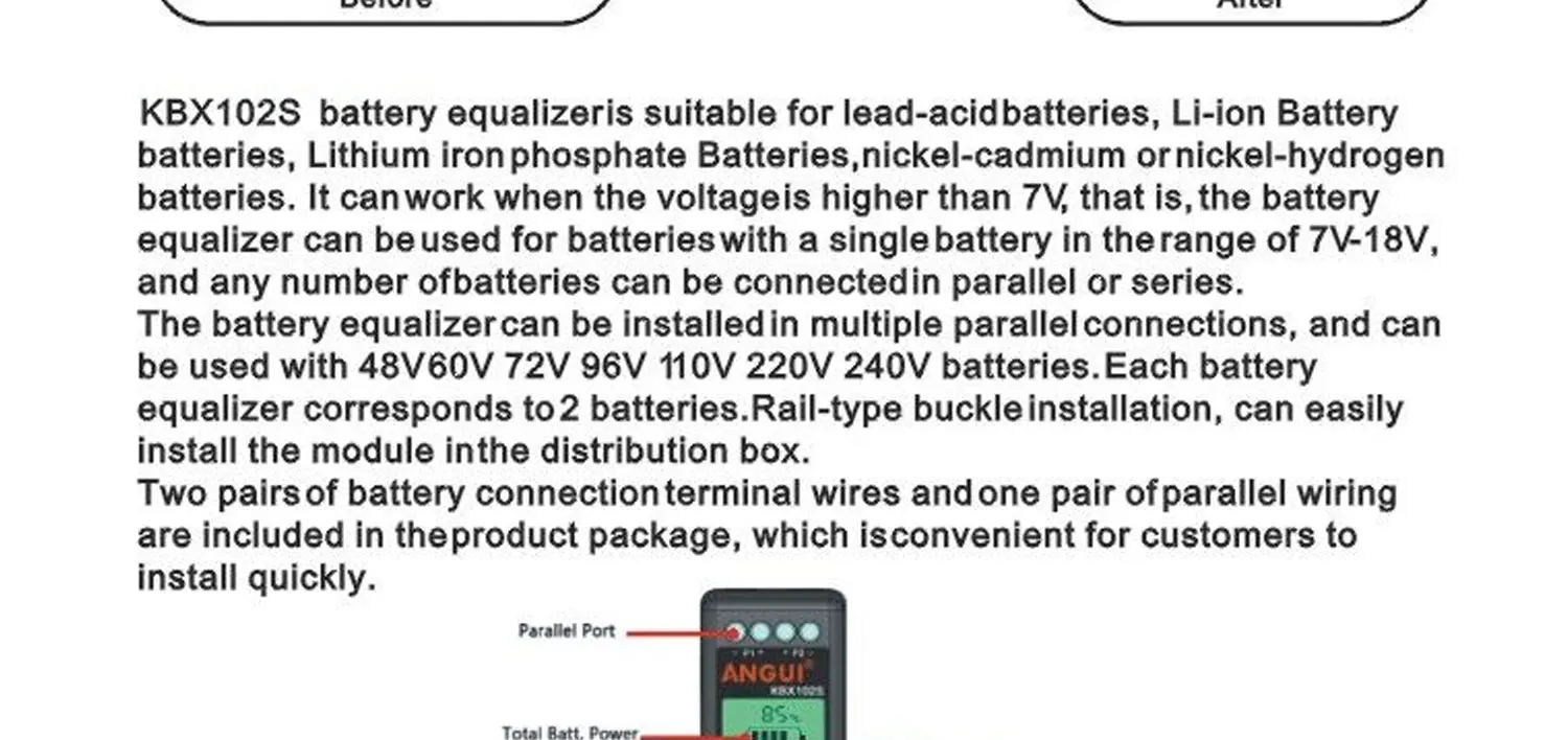 Angui 24v Battery Balancer & Voltage Tester - Lcd Display, Oem