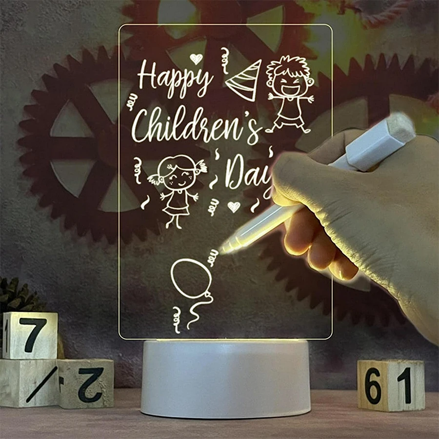 Custom Usb Creative 3d Led Night Light Diy Note Board Message Board Usb ...