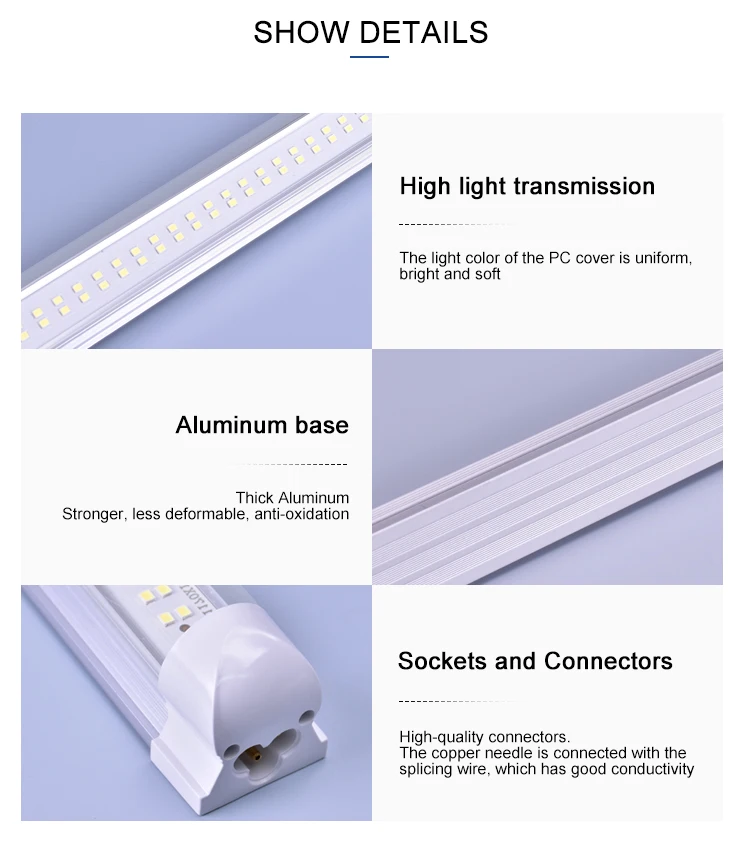 Aier Double Row T8 Integrated Led Tube Lights 28w 56w 4ft 8ft 85-265v ...